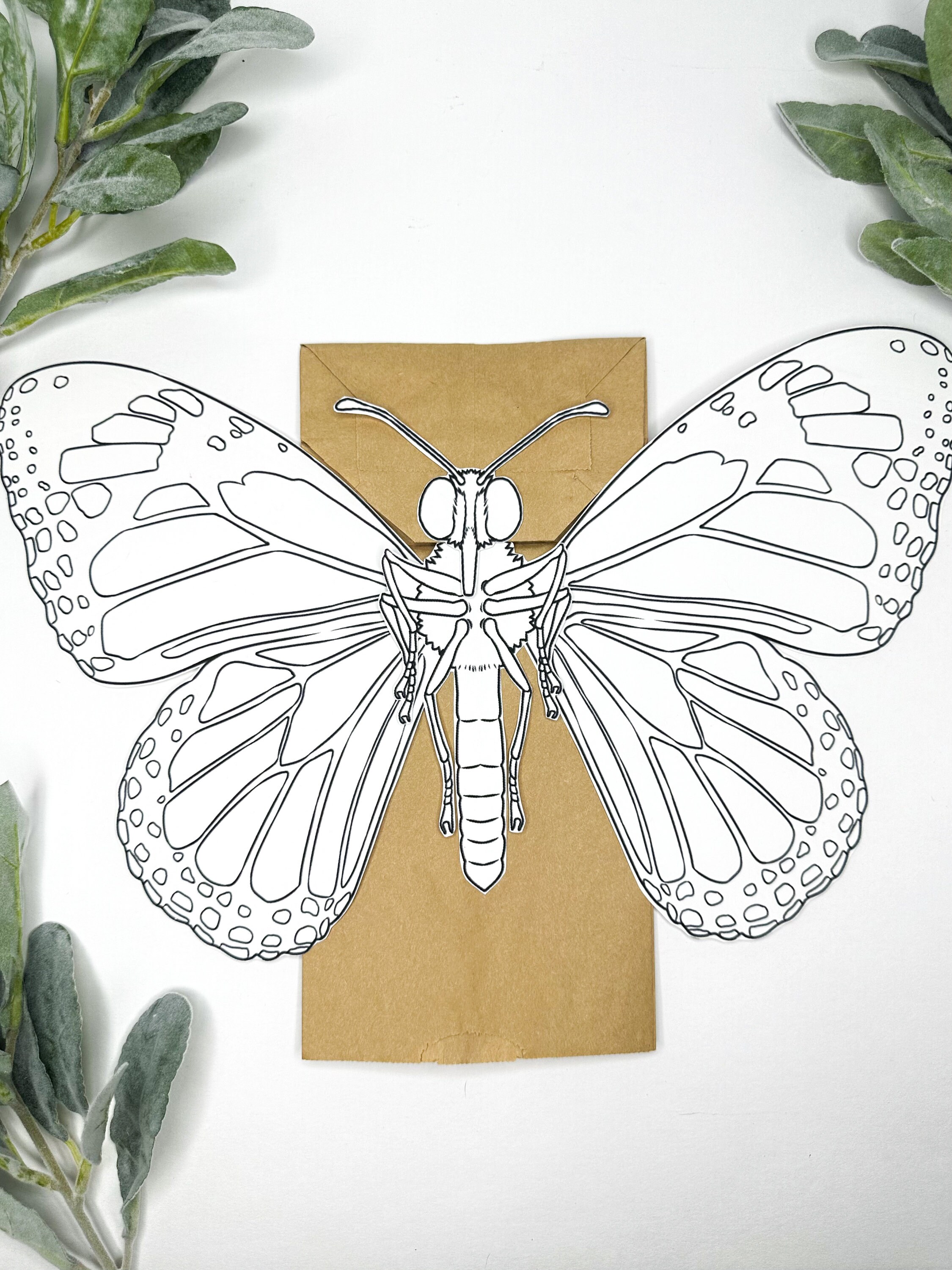 BUTTERFLY Paper Bag Puppet Craft Kit | Printable Template PDF | Fun ...