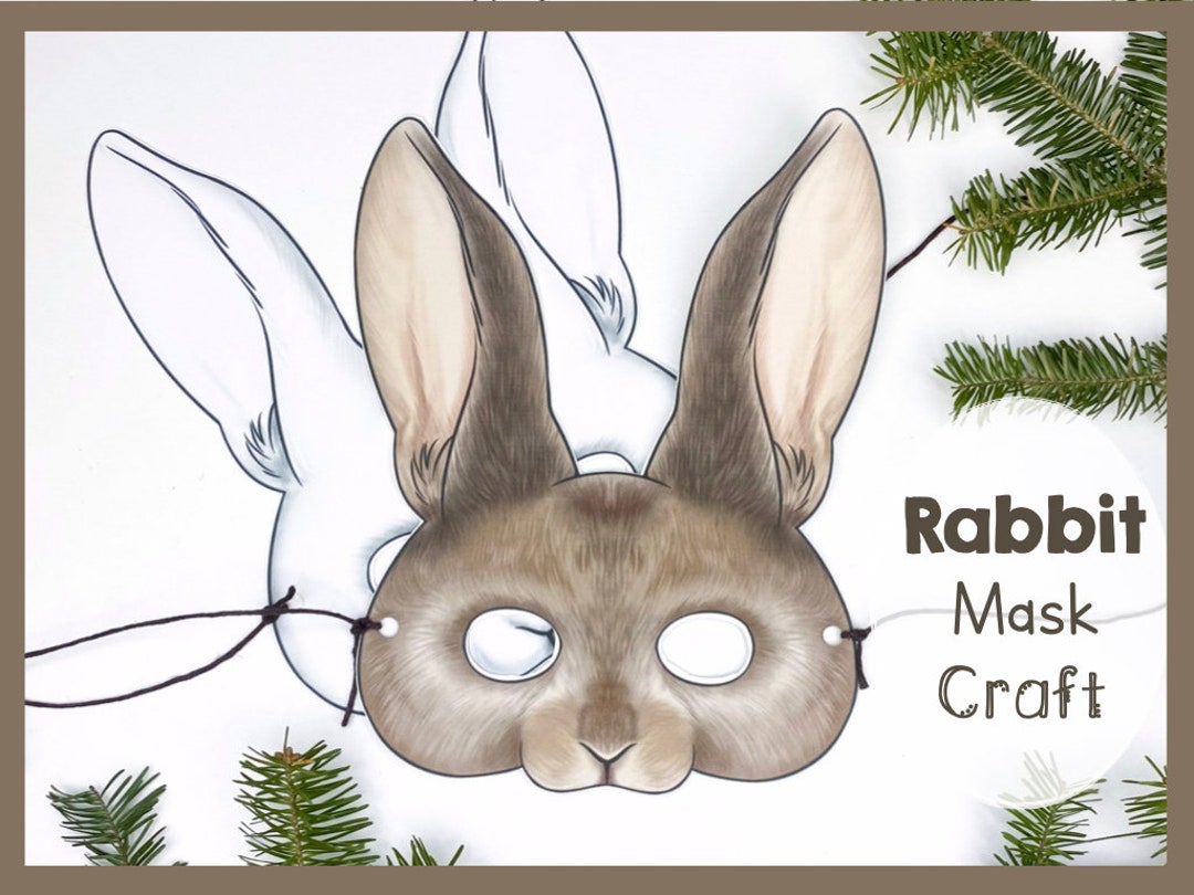 Rabbit Printable Mask | Paper Animal Face Kit | Fun Animal Interactive ...