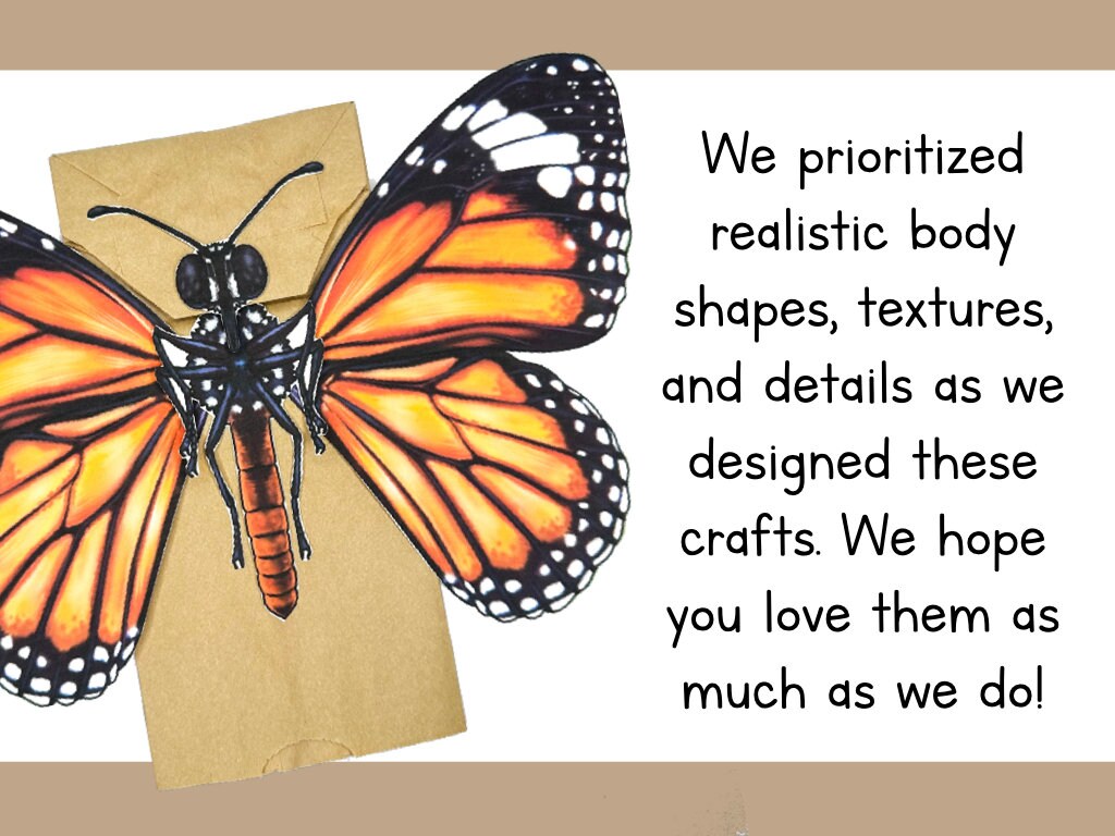 Butterfly Paper Bag Puppet Craft Kit | Downloadable Template for Fun ...