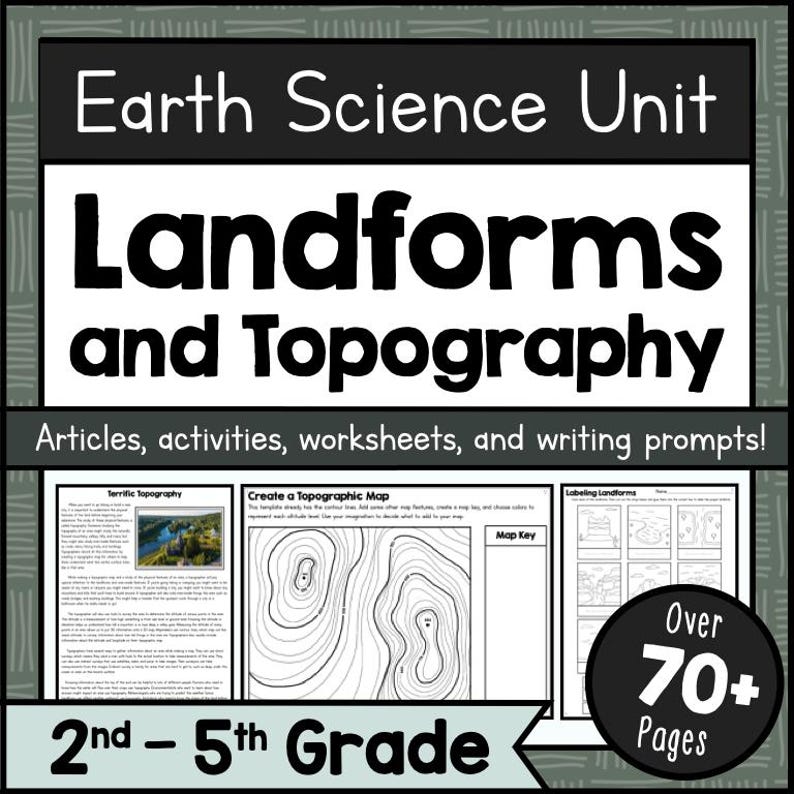 Landforms and Topography Unit Study Printable Earth Science Worksheets ...