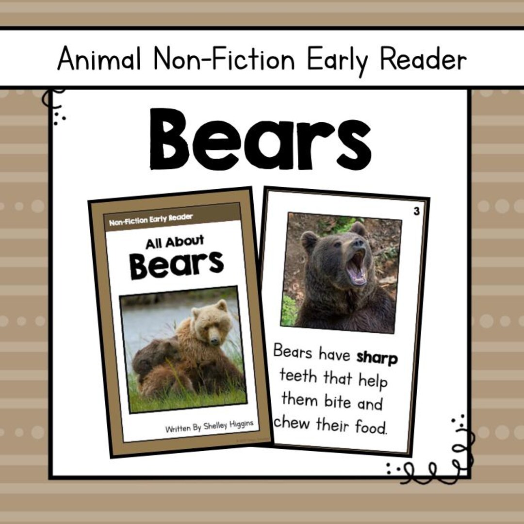 Printable Bears NONFICTION Early Reader PDF | DIY Animal Book With Real ...