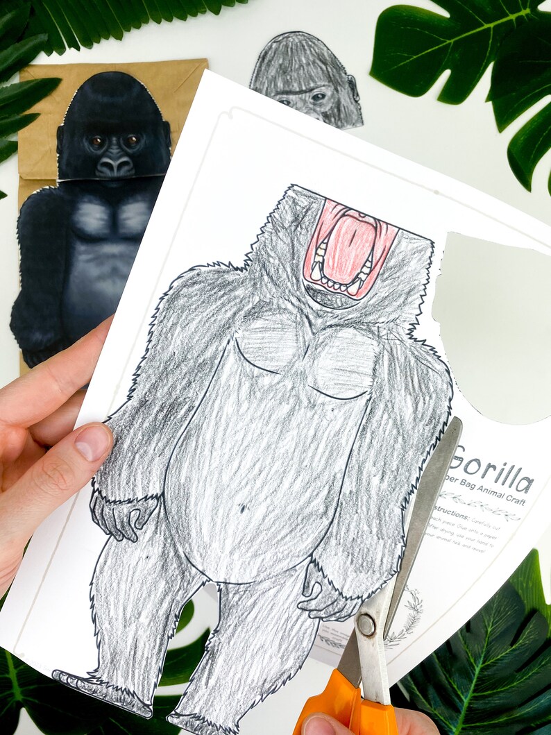 Printable Gorilla Puppet Template Animal Craft Art Fun and Educational ...