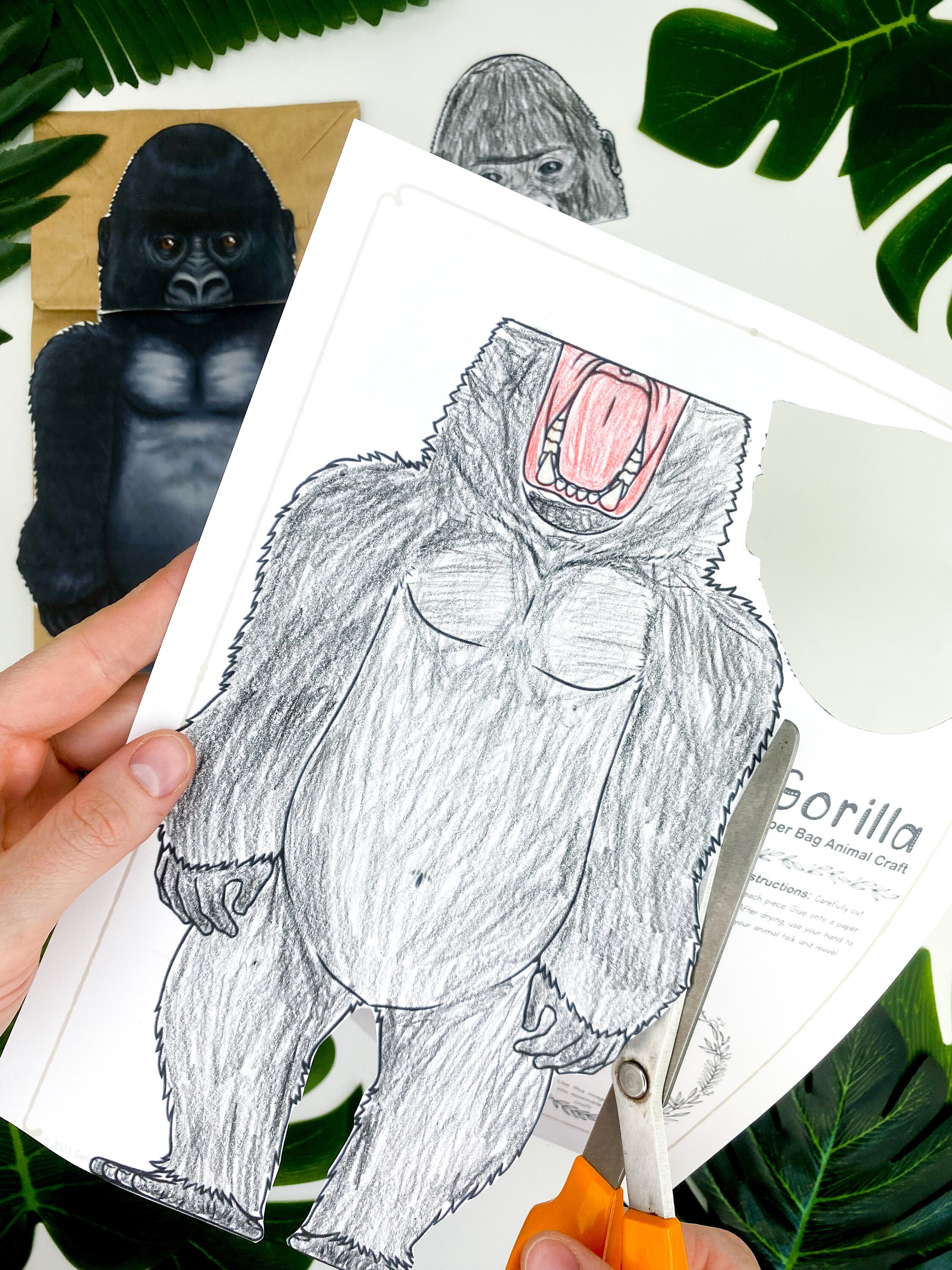Printable Gorilla Puppet Template Animal Craft Art Fun and Educational ...