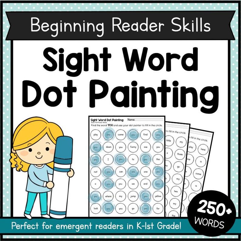 Sight Word Dot Painting Printable, Dab a Dot Worksheets, Kindergarten ...
