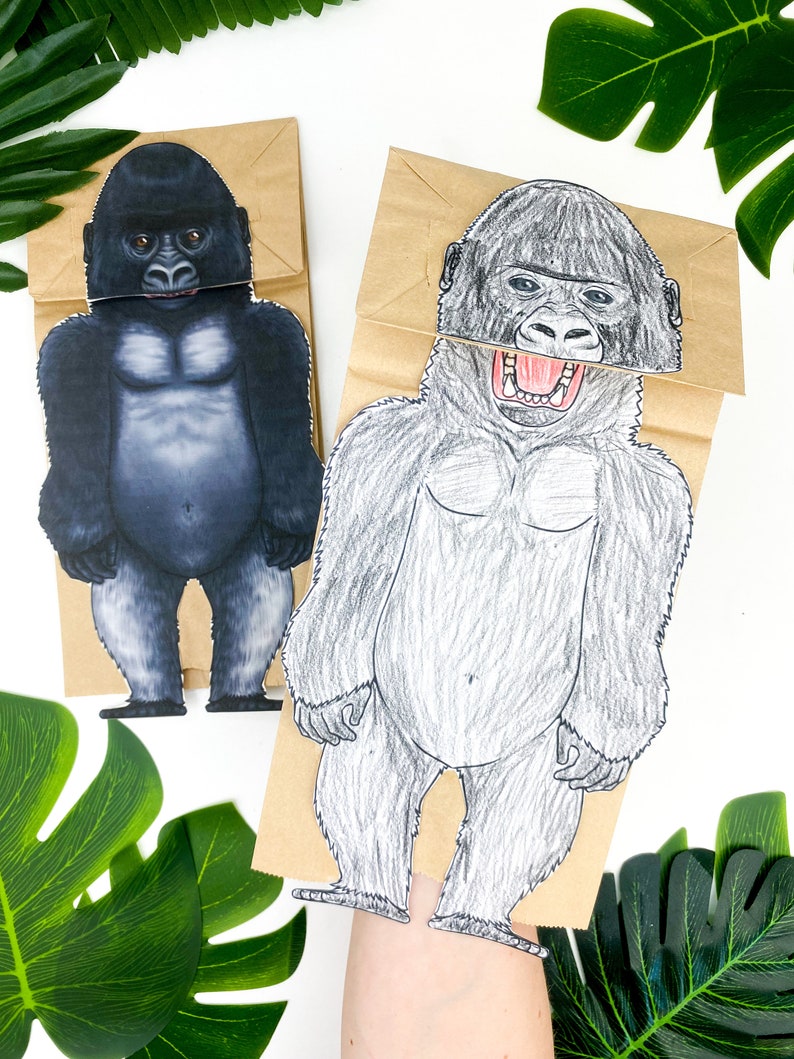 Printable Gorilla Puppet Template | Animal Craft Art | Fun and ...