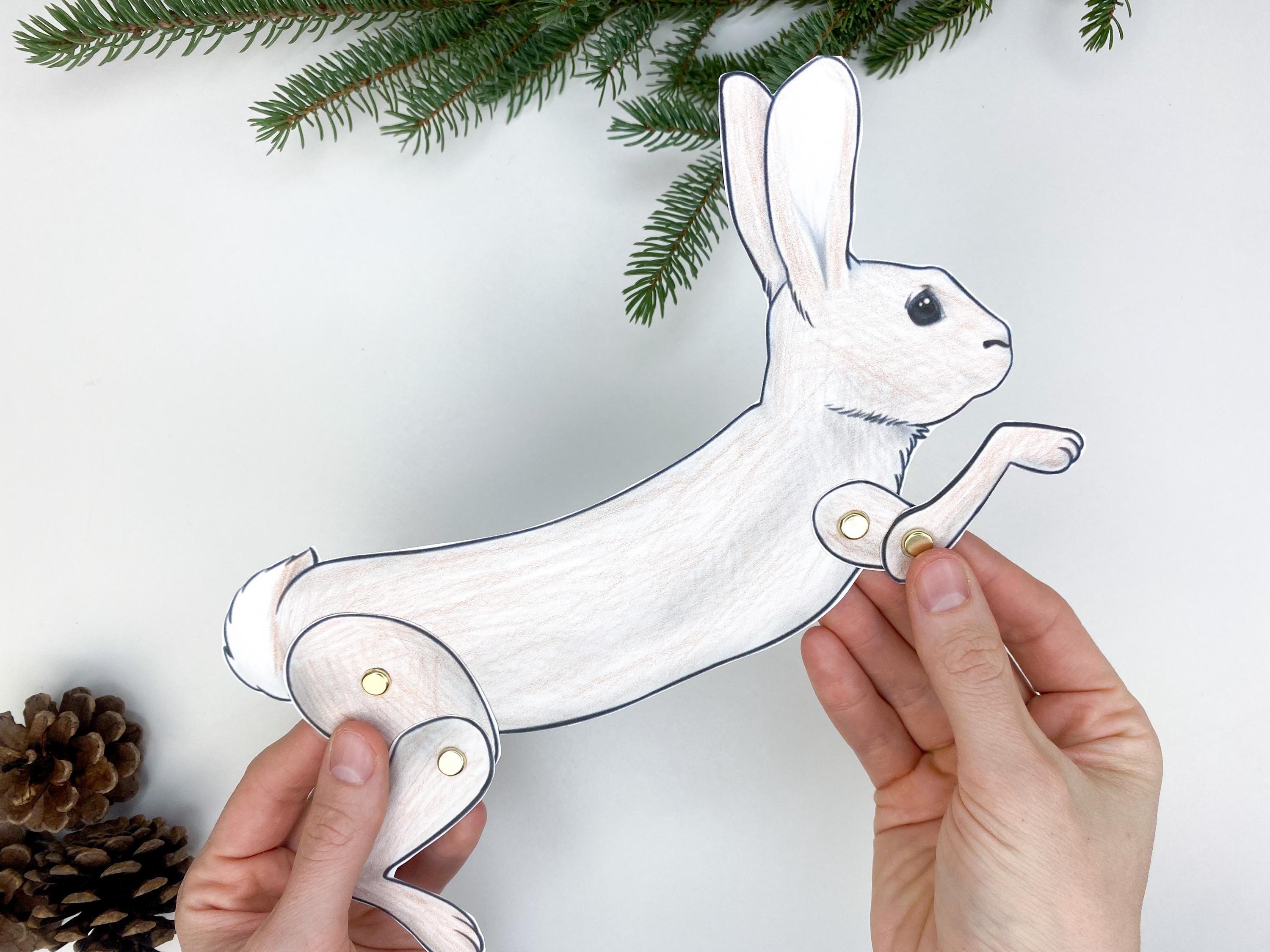 PRINTABLE Bunny Paper Craft Template & Articulated Rabbit Jointed ...