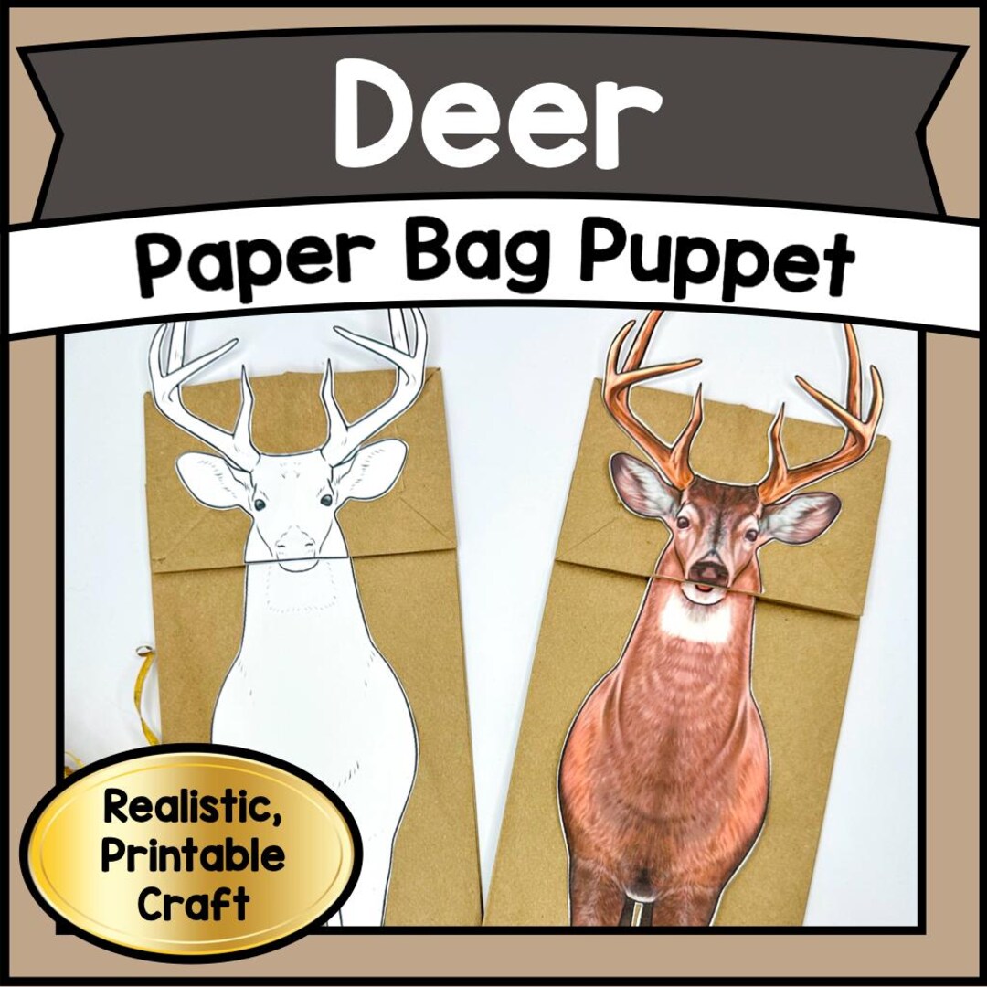 Printable Deer Paper Bag Puppet | DIY Craft Template PDF | Fun Kids ...