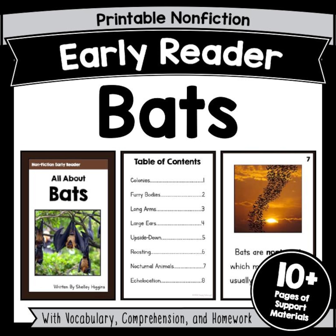 Printable Bats NONFICTION Early Reader PDF | DIY Animal Book With Real ...