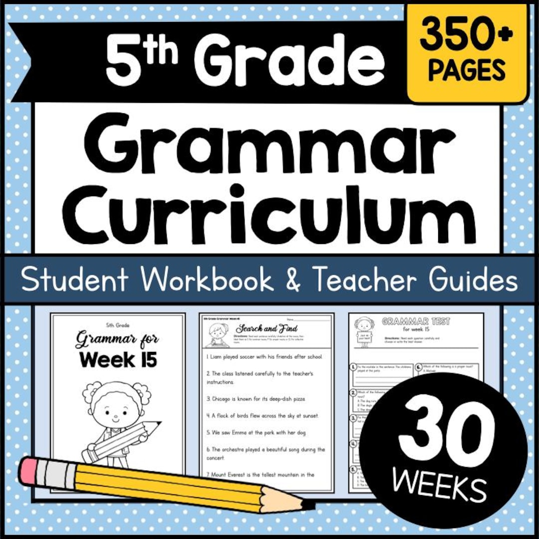 Complete 5th GRADE GRAMMAR Curriculum Printable - 30 Weeks of ...