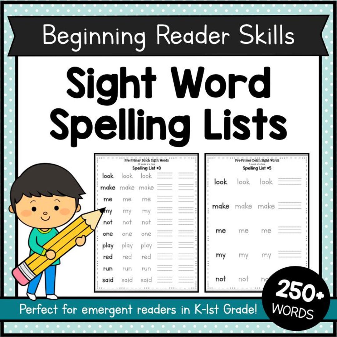 Sight Word Spelling Worksheets, Fry Sight Words, Kindergarten to 1st ...