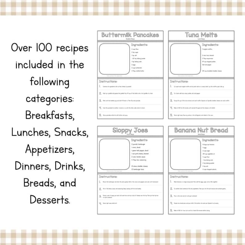 PDF Kids Cookbook Printable • Easy Kids Recipes • Classroom or ...