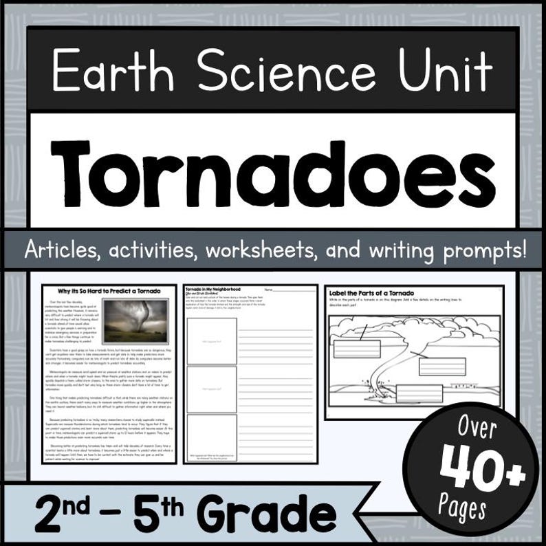 Tornadoes Unit Study Printable • Weather Science Worksheets, Posters ...