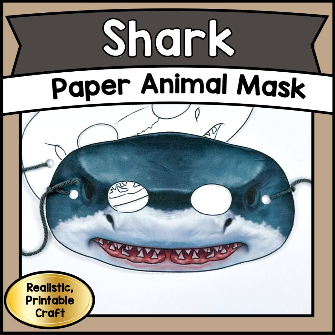 SHARK Paper Mask Craft Kit | Printable DIY Animal Mask PDF | Eco ...