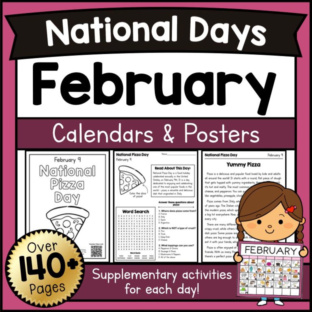 February National Days Posters Calendar Posters Printable Classroom ...