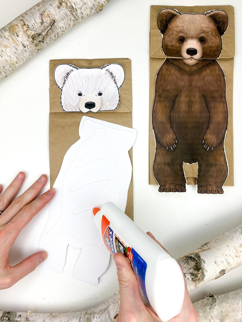 Printable DIY BEAR Paper Bag Puppet Craft PDF Template | Kids Craft Kit ...