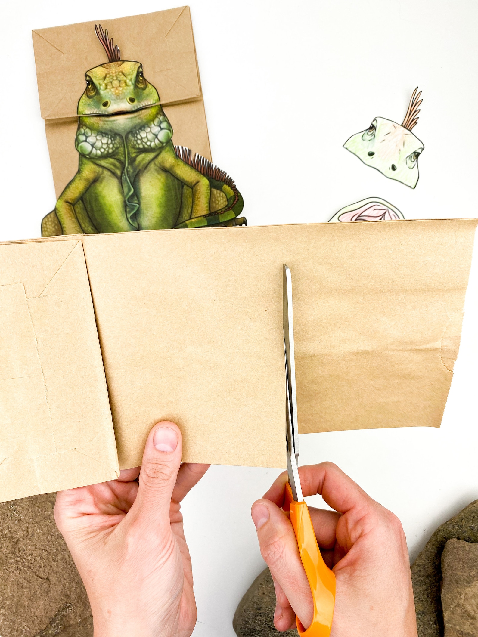 Printable Lizard Paper Bag Puppet Craft Template | Fun Animal Crafting ...