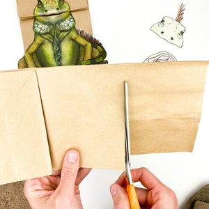 Printable Lizard Paper Bag Puppet Craft Template | Fun Animal Crafting ...