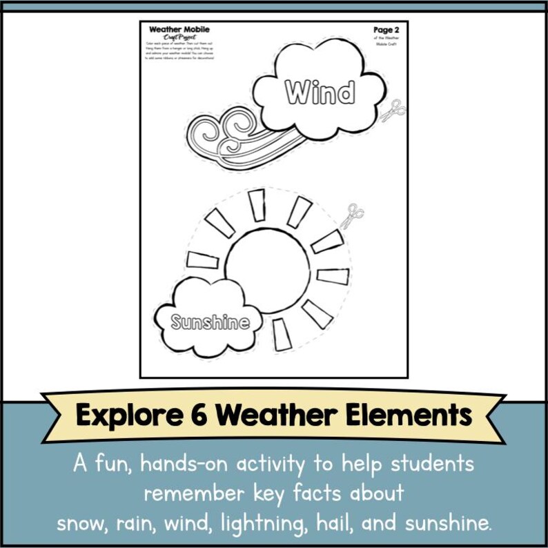 Weather Mobile Paper Craft Printable, Meteorology & Earth Science ...
