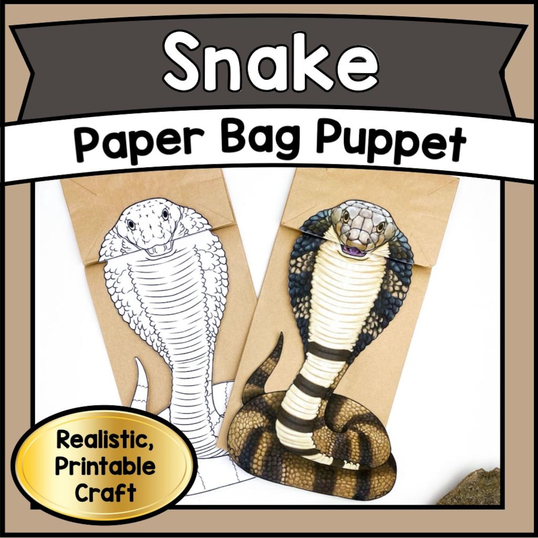 Printable SNAKE Paper Bag Puppet Craft Kit | DIY Reptile Craft PDF ...