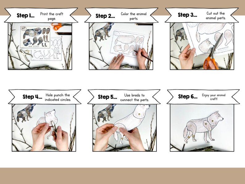 Wolf Jointed Animal Craft | Easy Assembly Articulated Wolf | Nature ...