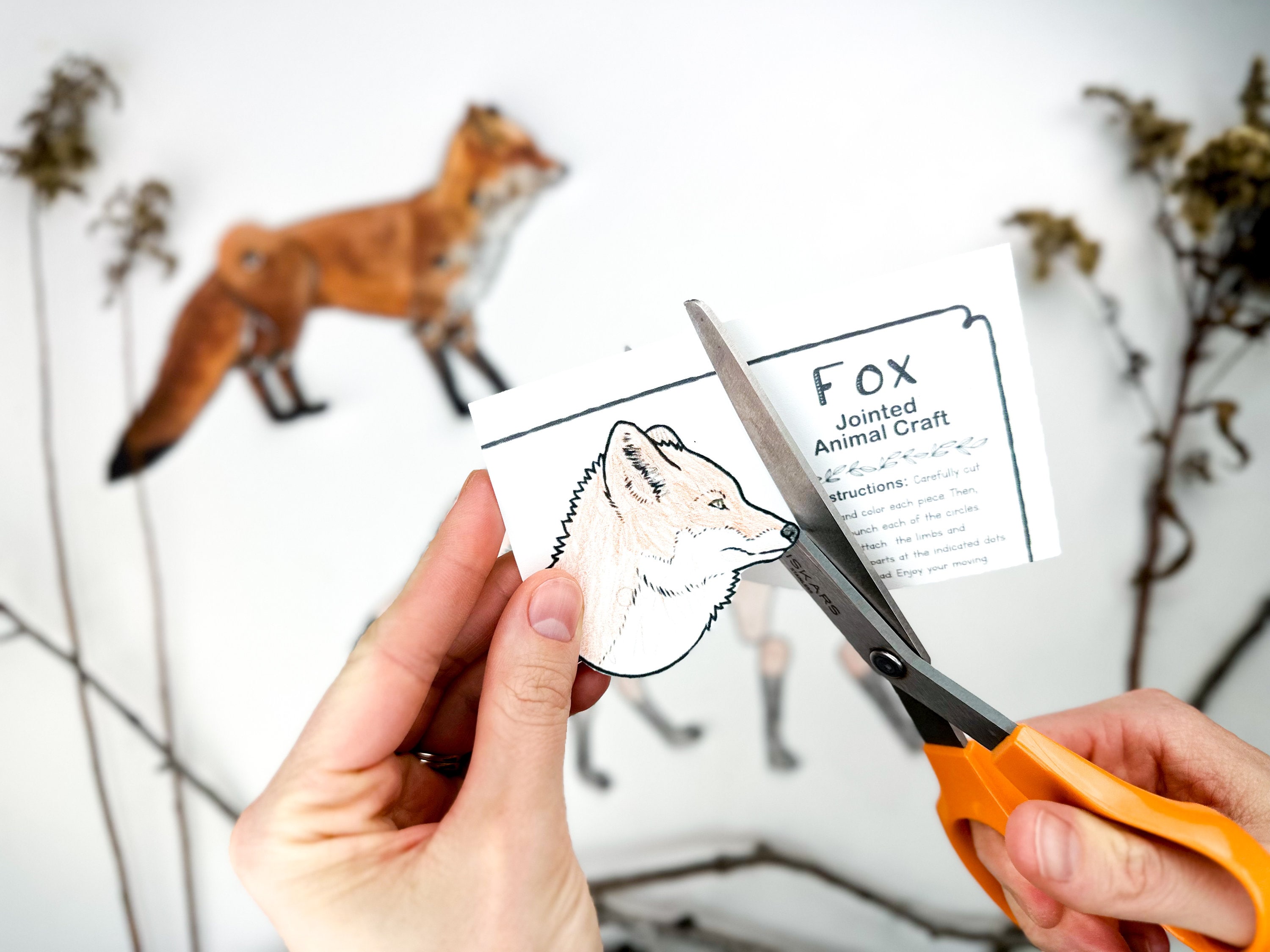 Printable ARTICULATED Fox Puppet Craft Template Kit | DIY Woodland ...