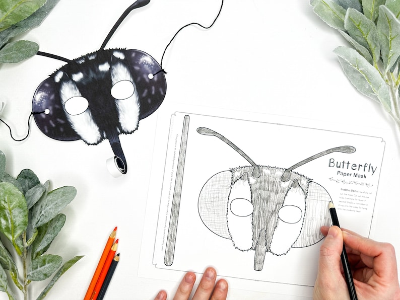 Butterfly Paper Mask Craft Template | Artistic Paper Animal Mask for ...
