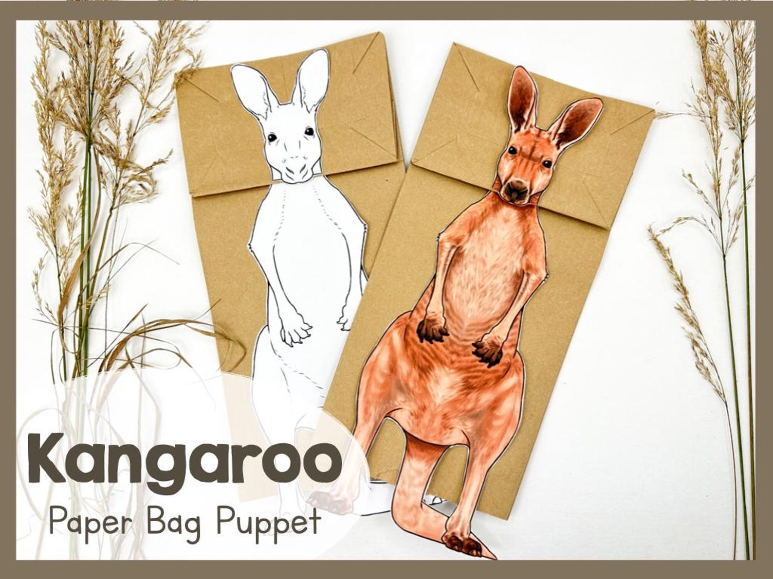 DIY Kangaroo Puppet Printable | Fun Paper Bag Craft Template | Easy ...
