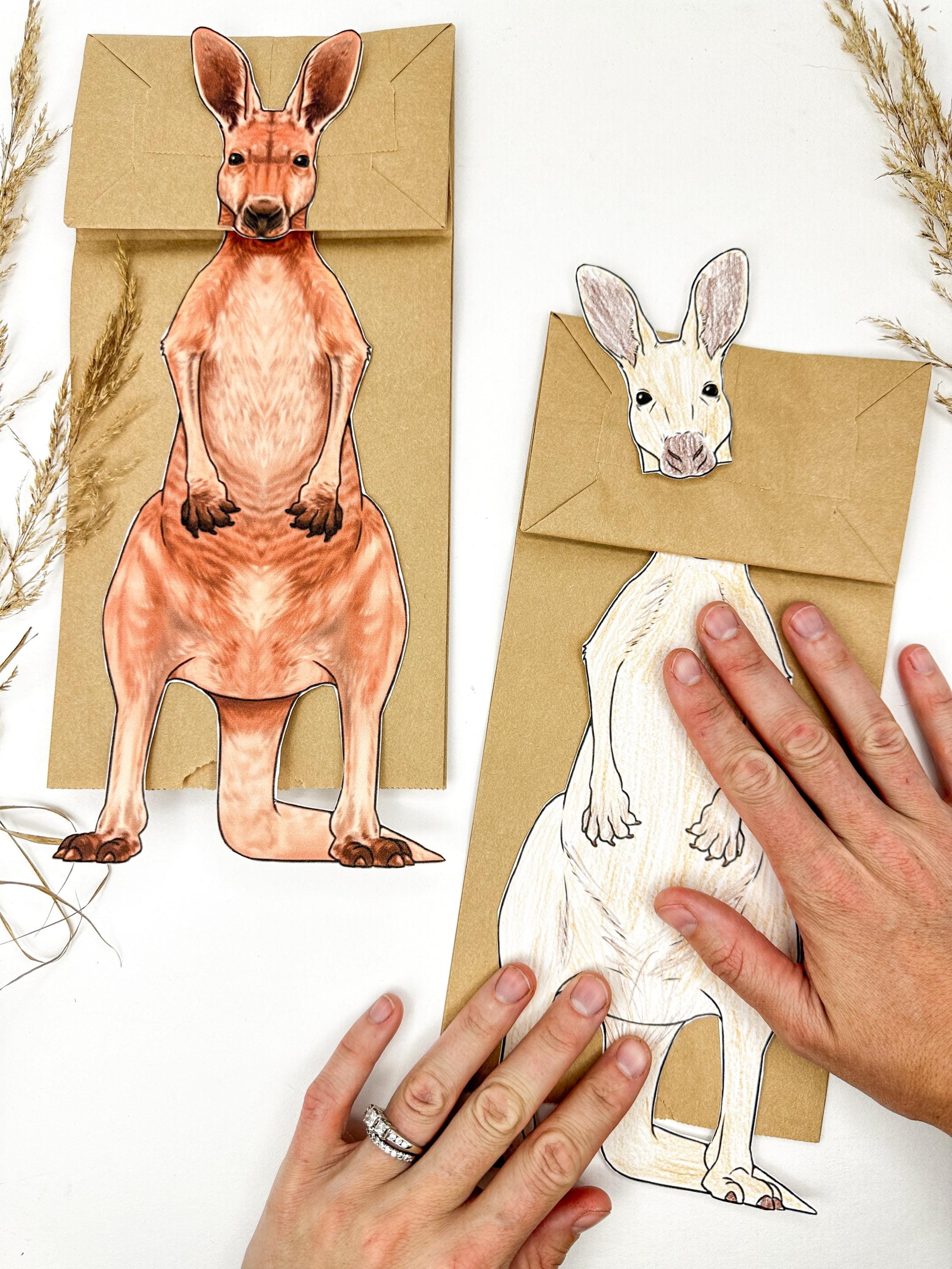 DIY Kangaroo Puppet Printable | Fun Paper Bag Craft Template | Easy ...