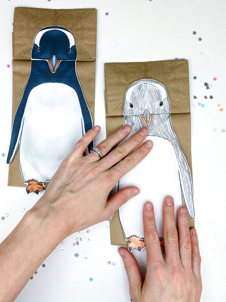 Penguin Paper Bag Puppet Kit | Fun Craft Activity | Penguin Themed ...