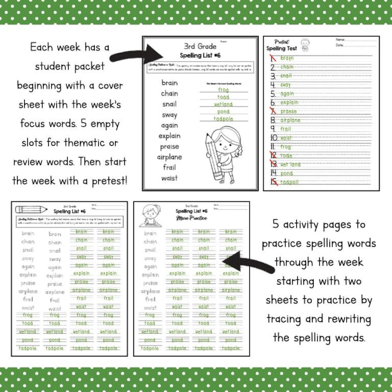 3rd GRADE SPELLING Curriculum Printable - 30 Weeks of Printable ...
