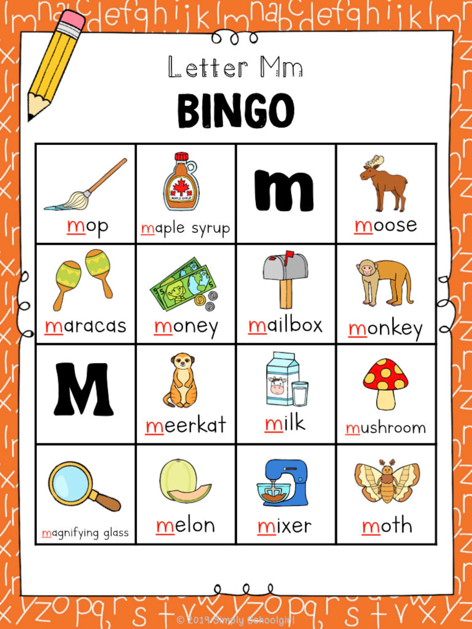 Letter M Bingo Game - Etsy