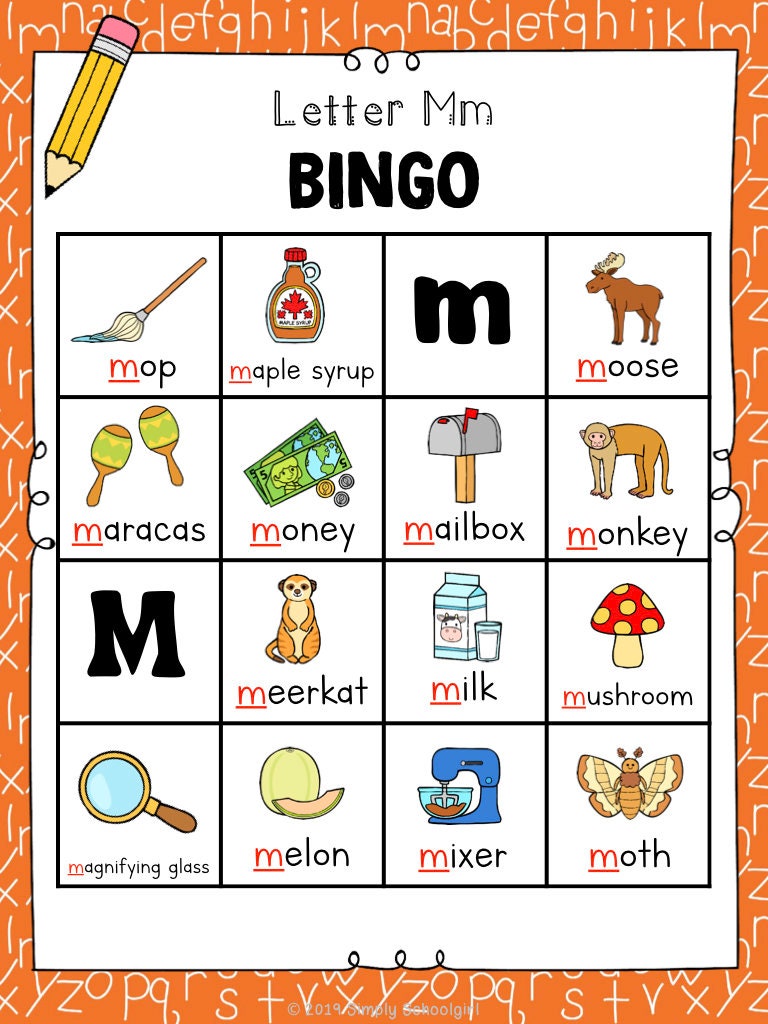 Letter M Bingo Game - Etsy