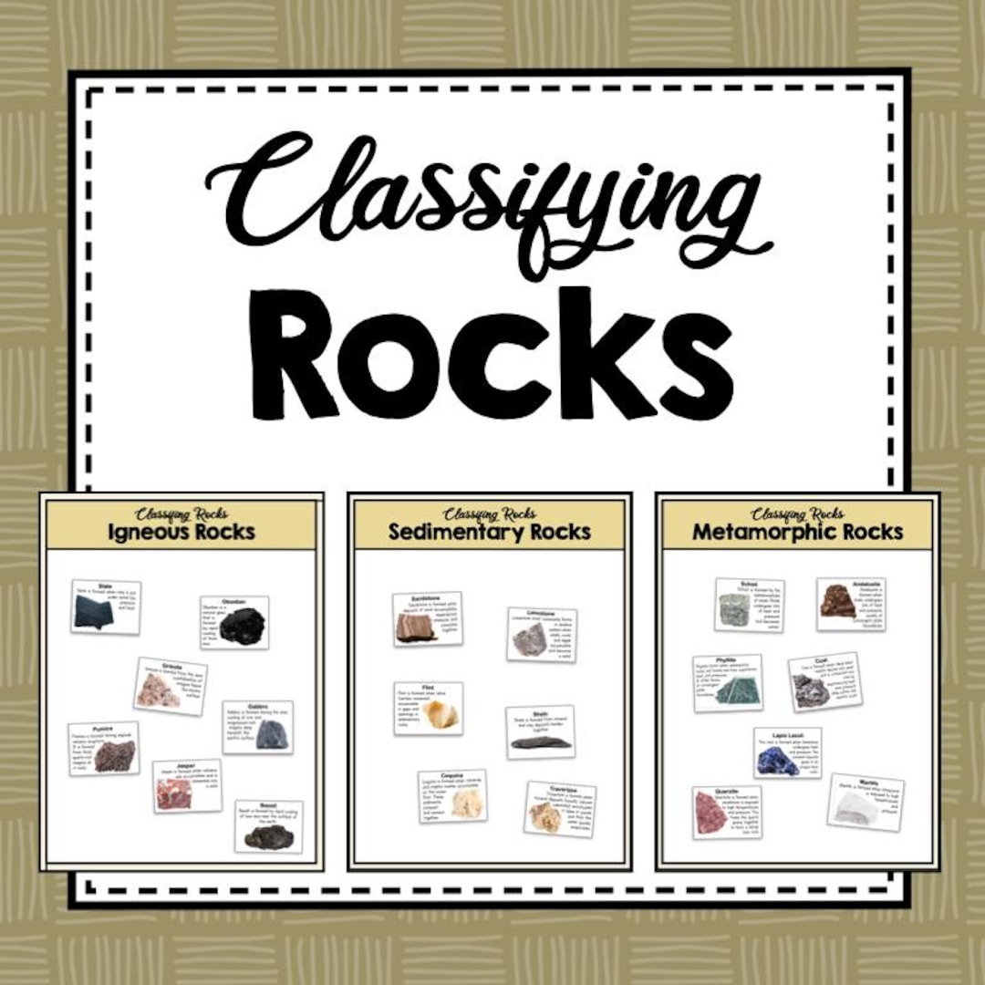 Classifying Rock Printable, Geology Classification Cards & Sorting ...