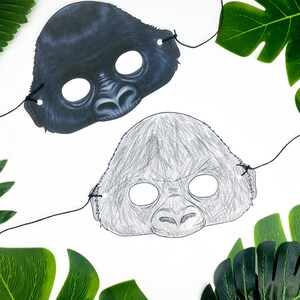 Gorilla Animal Paper Mask Printable Craft Template - Etsy