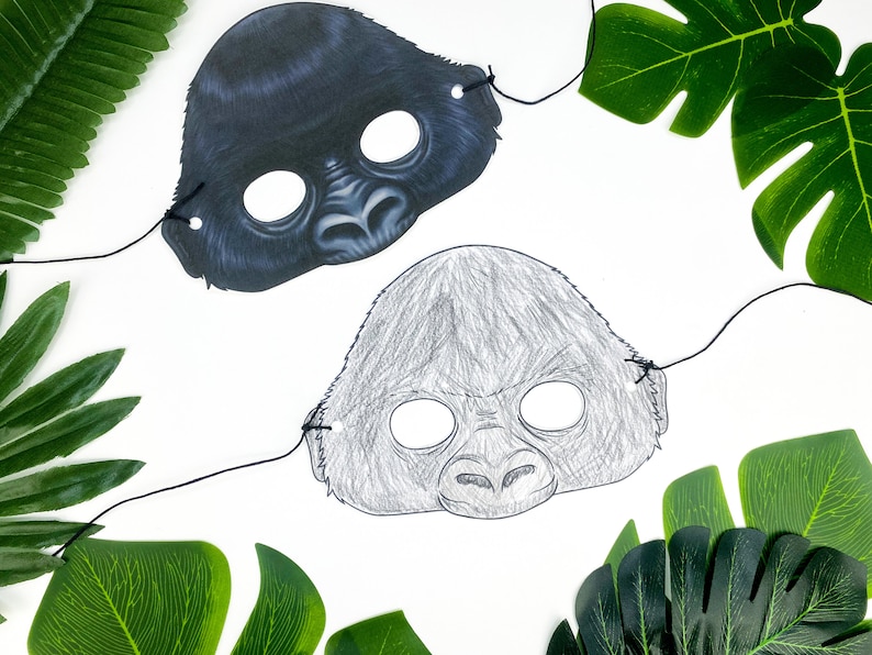 Printable Jointed GORILLA Mask Craft Template Kit | DIY Paper Animal ...
