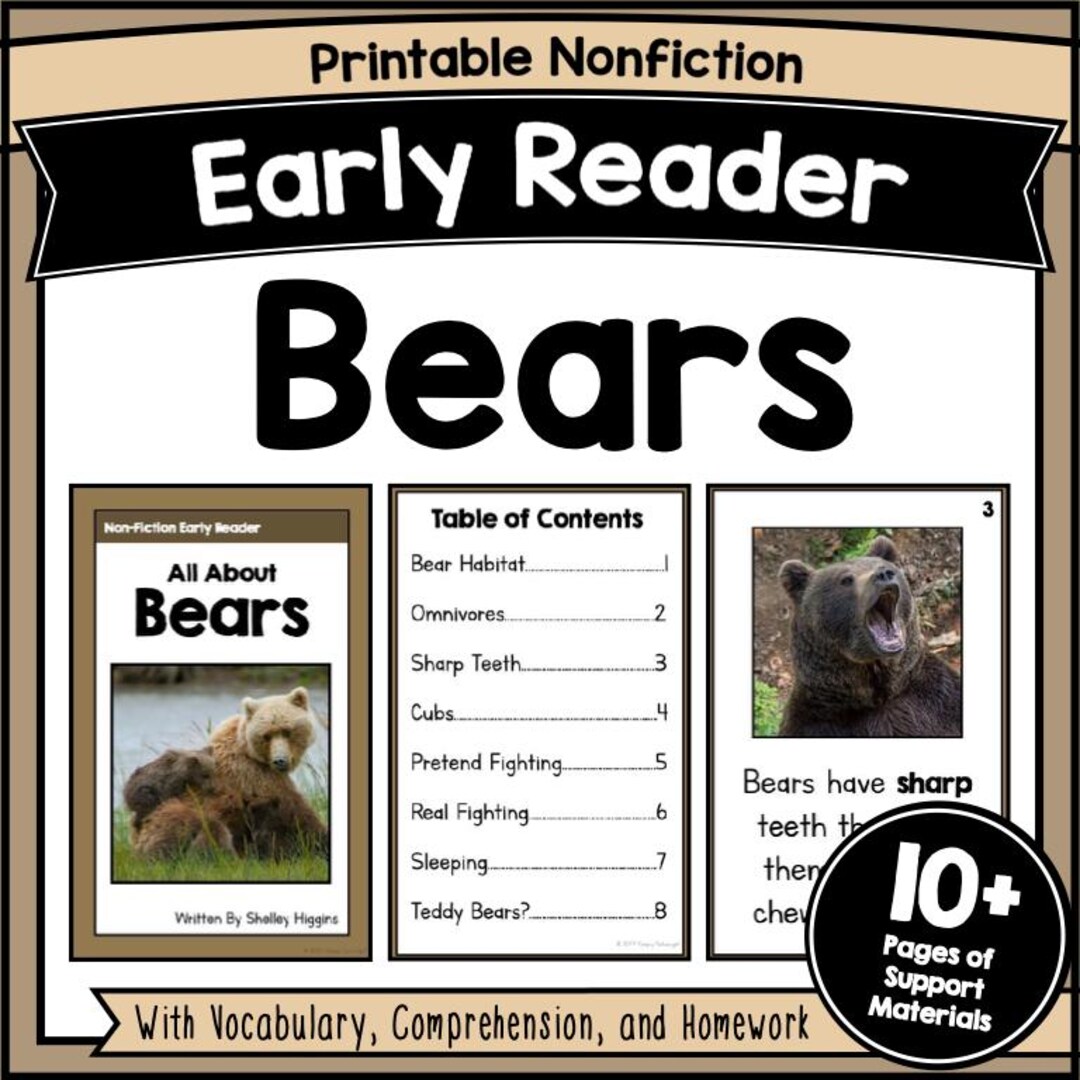 Printable Bears NONFICTION Early Reader PDF | DIY Animal Book With Real ...