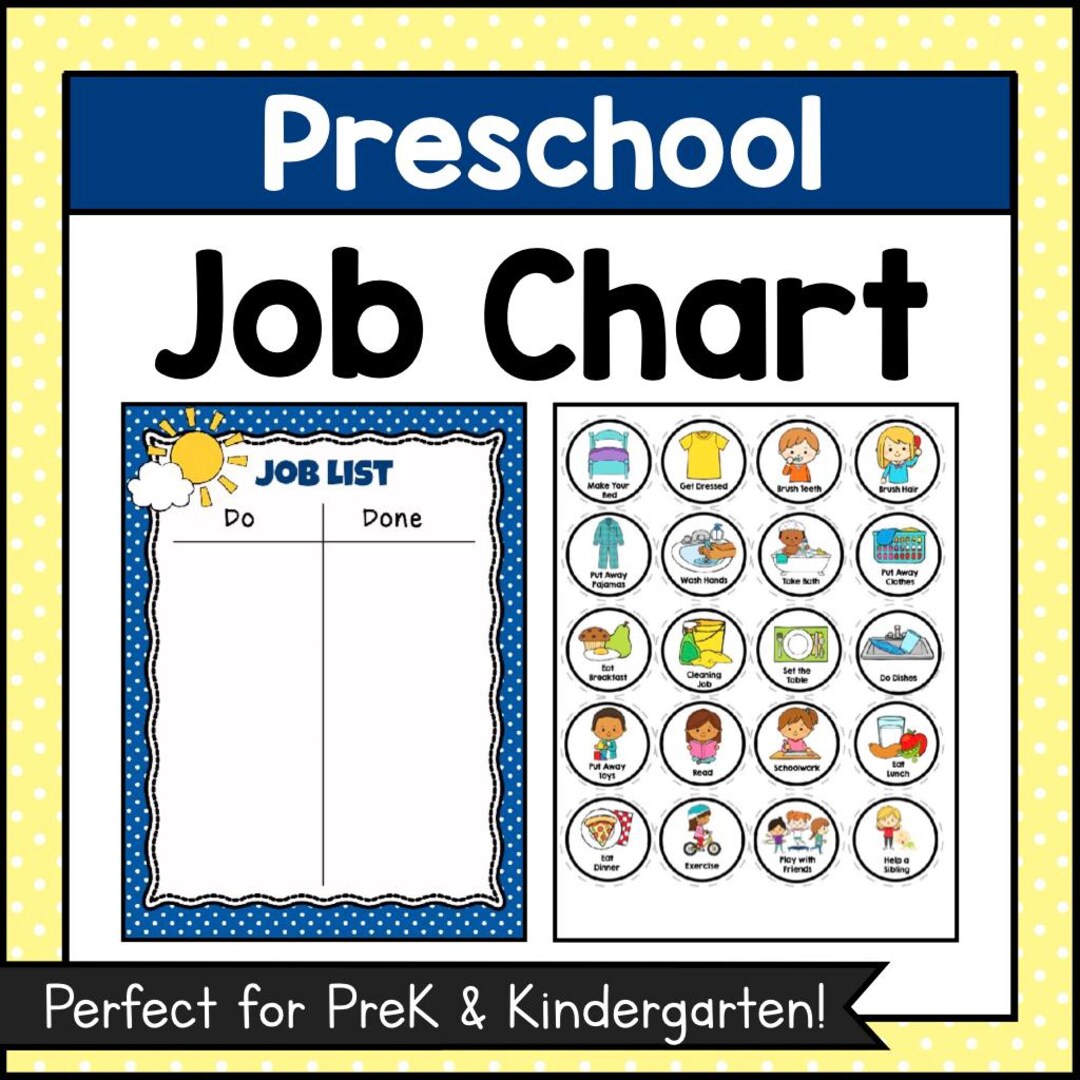 Preschool Chore Chart Printable PDF, Kids' Tasks, Responsibilities, to ...