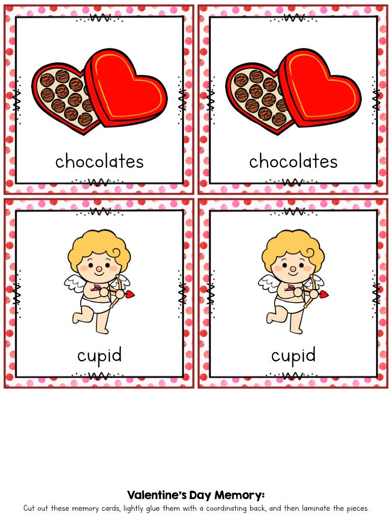 Valentine's Day Memory Game for Kids - Etsy