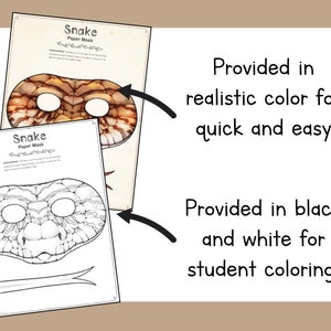 Snake Mask Craft Kit | Easy Print Animal Paper Template | Reptile ...