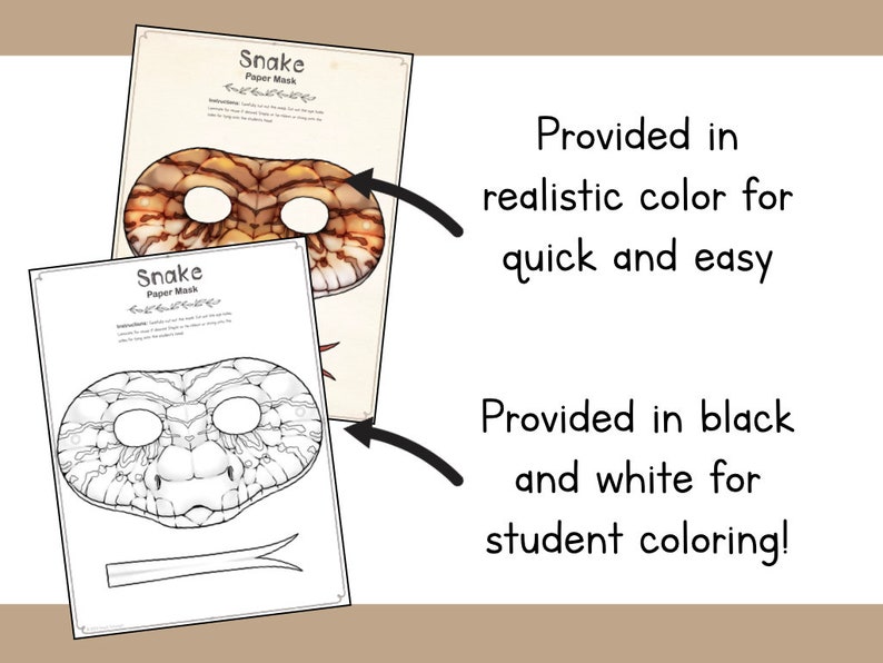 Snake Mask Craft Kit | Easy Print Animal Paper Template | Reptile ...