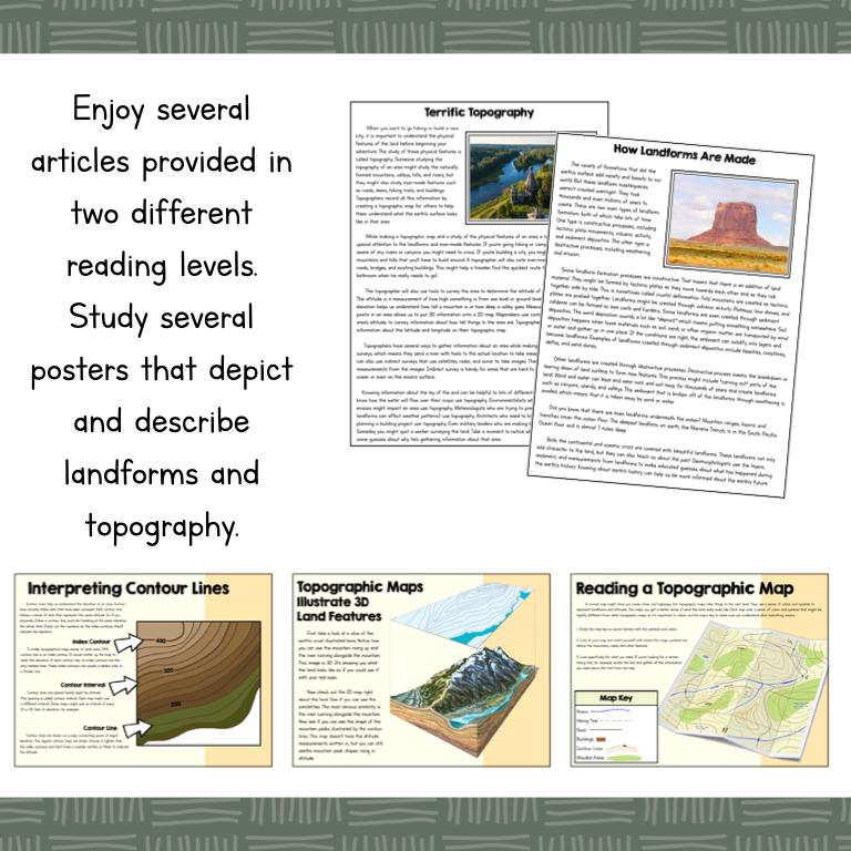 Landforms and Topography Unit Study Printable Earth Science Worksheets ...