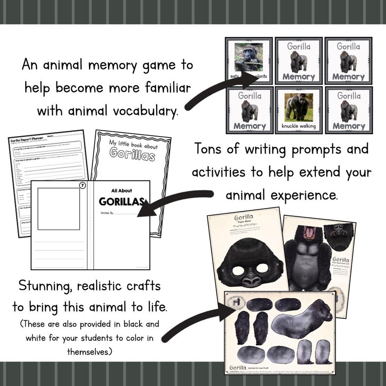 All About Gorillas- Animal Science Unit - Etsy