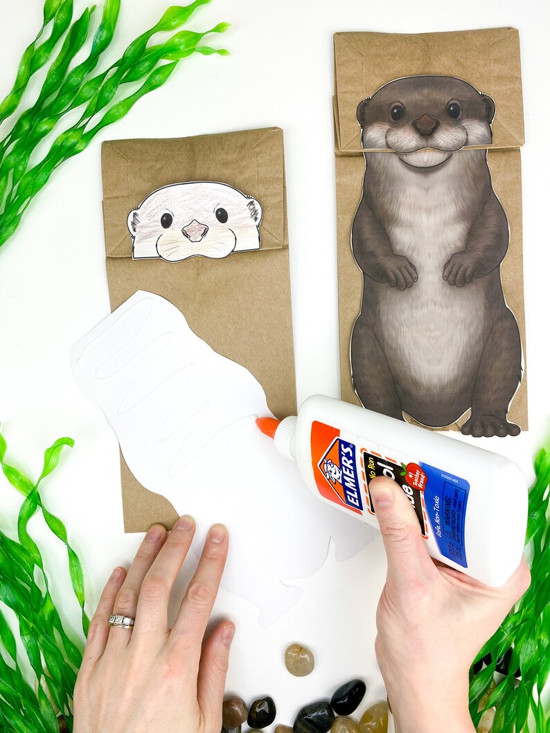 Kids Craft Otter Puppet | Printable Paper Bag Template | Animal ...