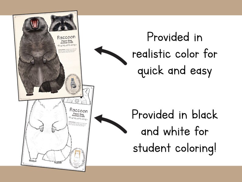 Printable Raccoon Puppet Template | Creative Paper Bag Craft | Hands-on ...