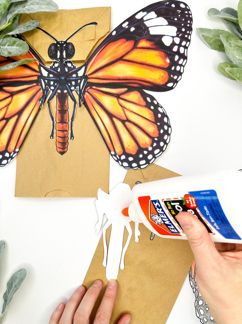 BUTTERFLY Paper Bag Puppet Craft Kit | Printable Template PDF | Fun ...