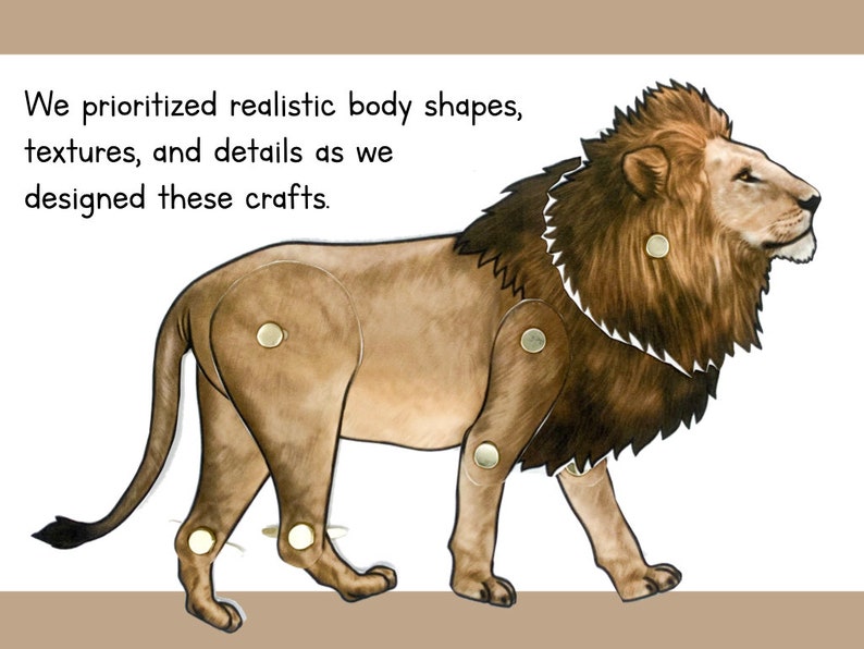 Printable Jointed Lion Template | Articulated Lion Craft Kit | DIY Lion ...
