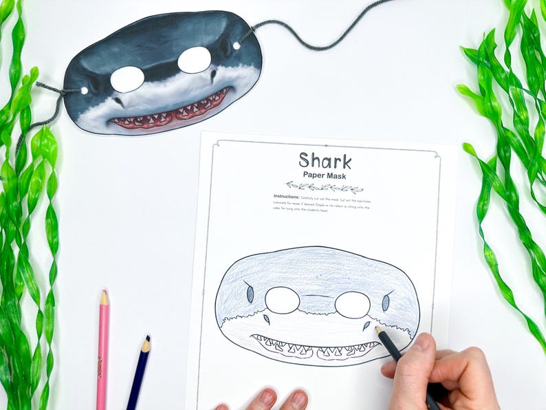 SHARK Paper Mask Craft Kit | Printable DIY Animal Mask PDF | Eco ...