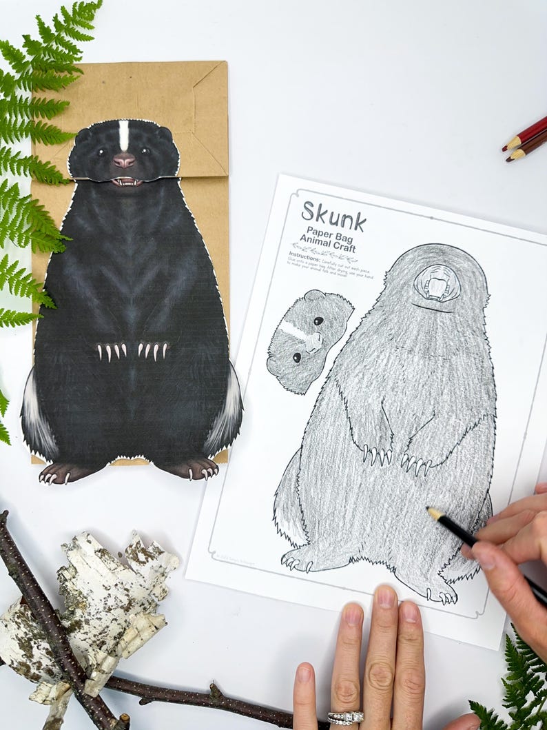 Printable SKUNK Paper Bag Puppet Craft Template | DIY Forest Animal PDF ...