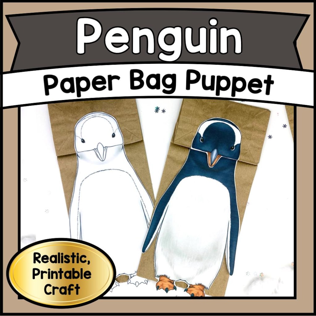 DIY Printable Penguin Paper Bag Puppet Craft PDF | Fun Arctic Animal ...
