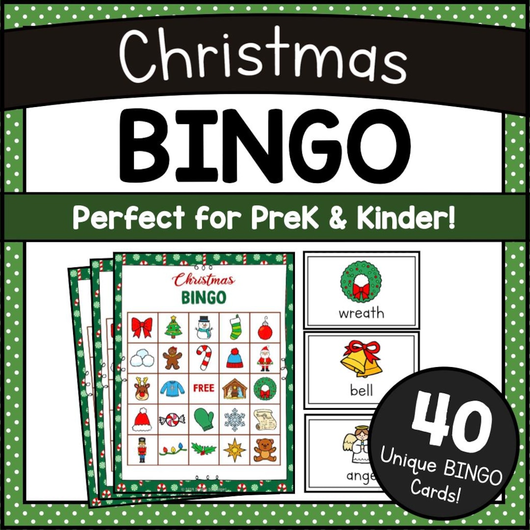 40 Printable Christmas Bingo Cards, Kids Classroom Bingo Party Game ...